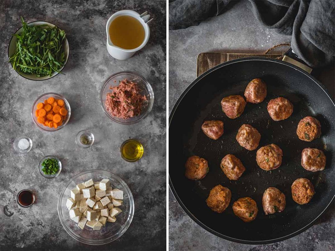 Taro Soup with Arugula and Turkey Meatballs - Yummy Addiction