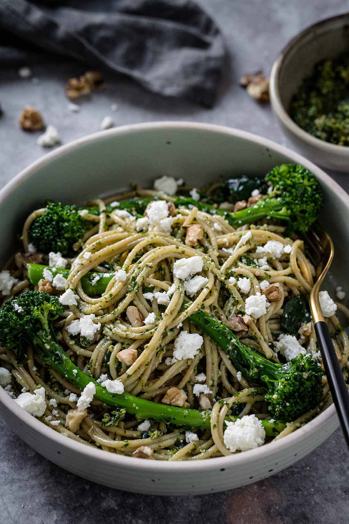 Broccolini Pasta with Arugula Pesto and Spinach